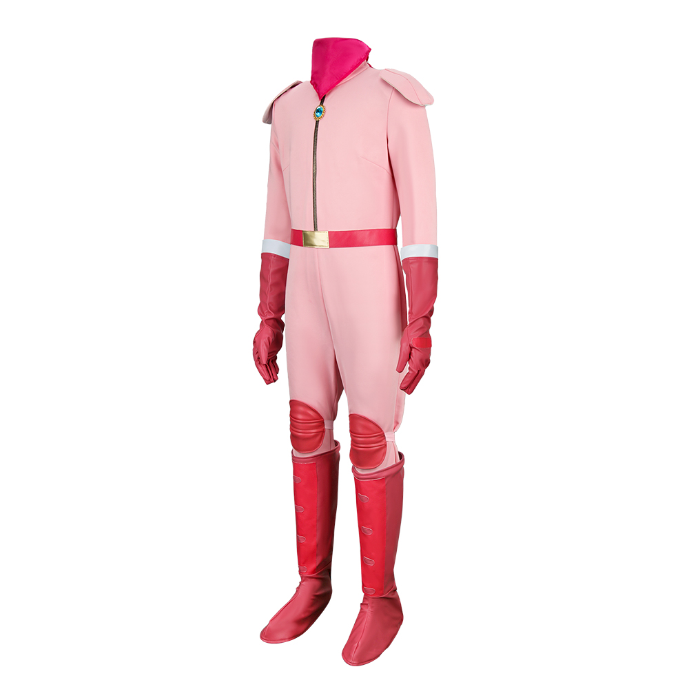 Kids Princess Peach Racing Costume Pink Jumpsuit Hallowcos