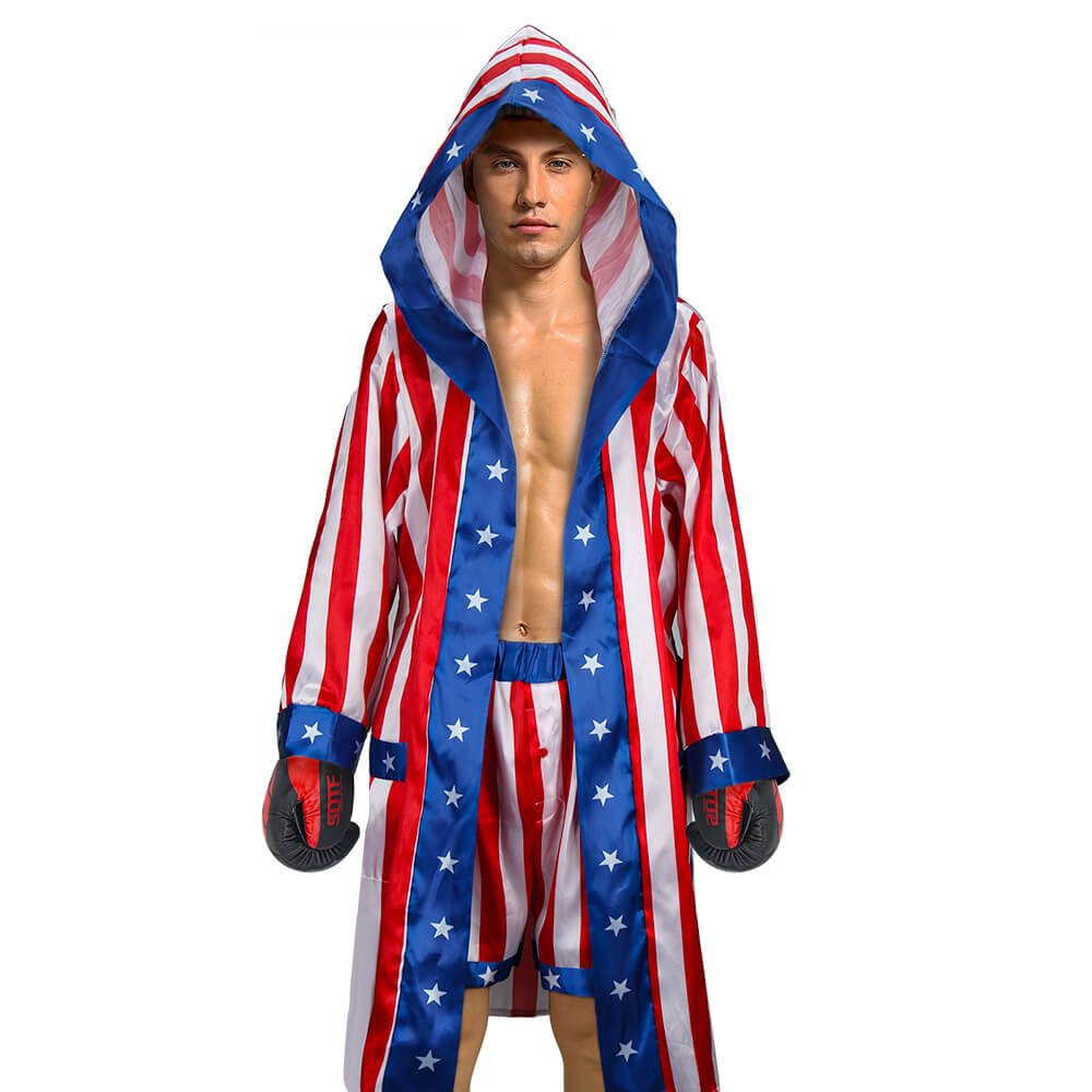 Rocky Balboa Boxer Costume American Flag Suit