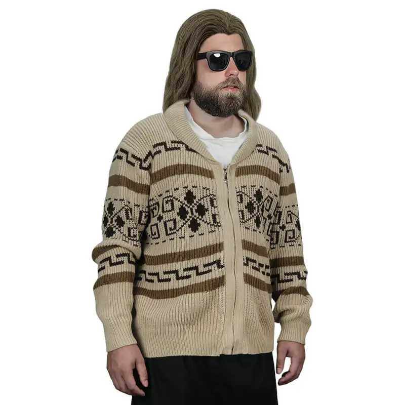 The Big Lebowski The Dude Sweater Jeffrey Zip Up Coat Hallowcos