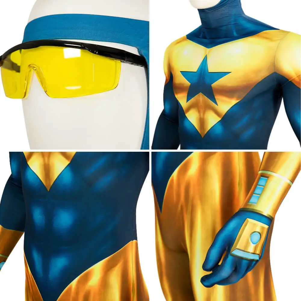 Booster Gold Cosplay Costume Michael Carter Spandex Jumpsuit Hallowcos