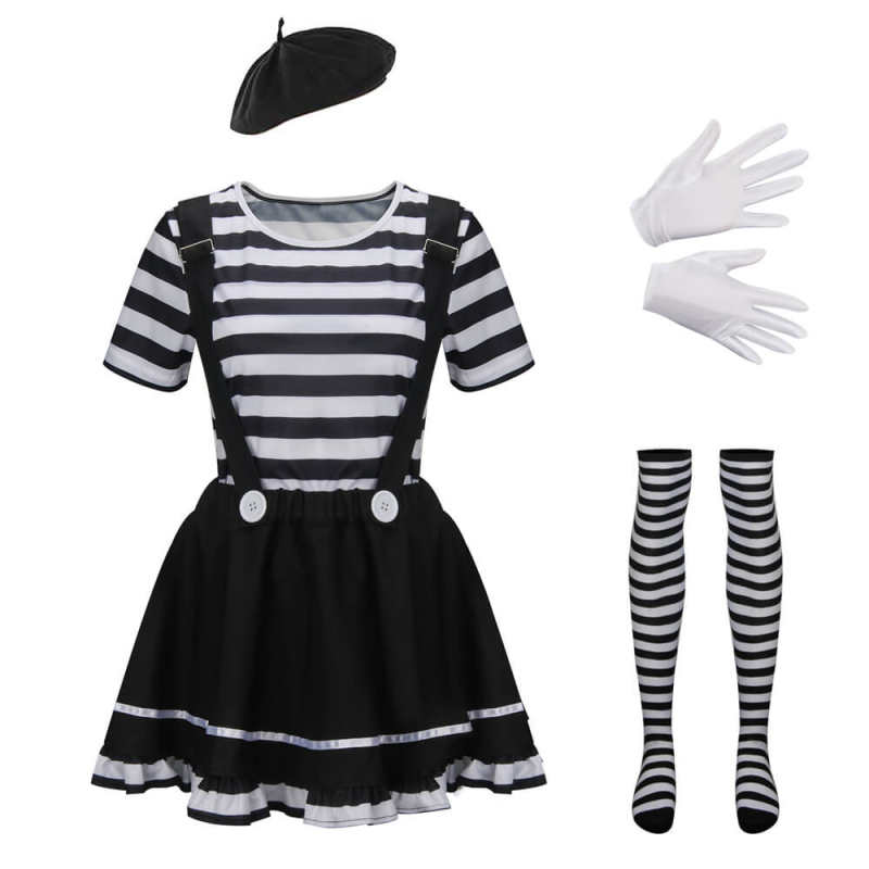 French Mime Costume Halloween Outfits for Women Hallowcos