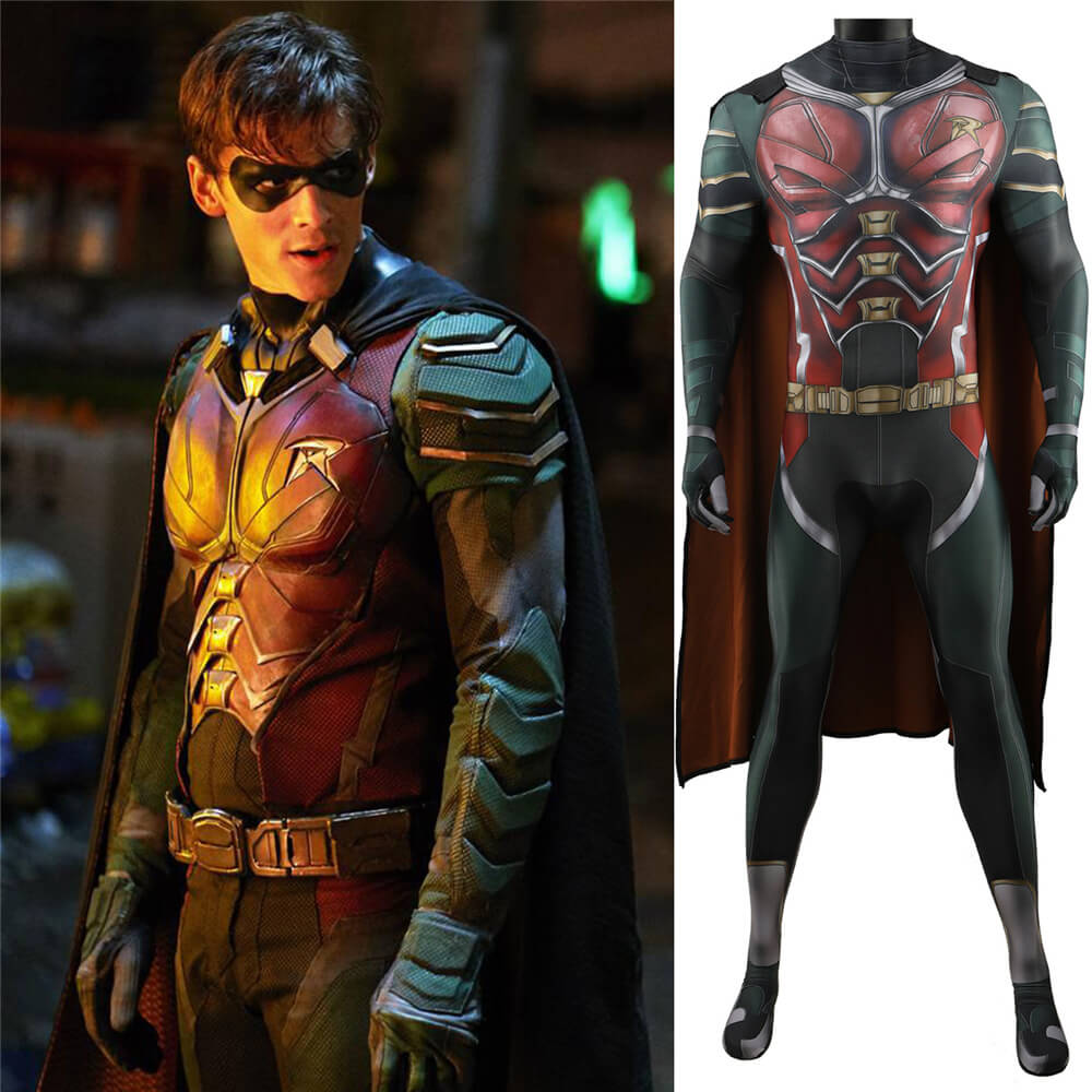 Titans TV Robin Suit Dick Grayson Cosplay Costume Adults Kids Hallowcos