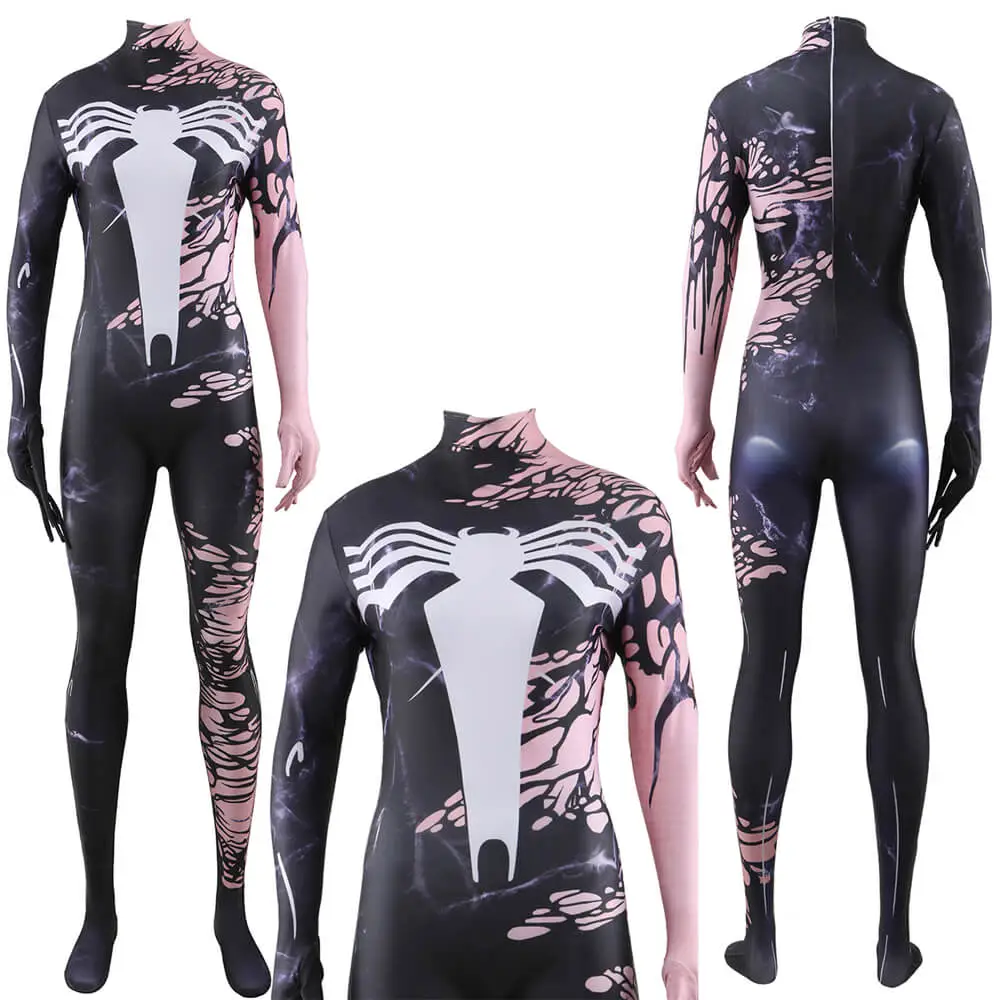 She Venom Spiderman Symbiote Cosplay Costume Adults Kids Hallowcos