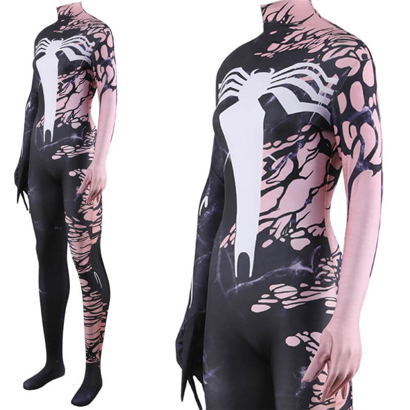 She Venom Spiderman Symbiote Cosplay Costume Adults Kids Hallowcos
