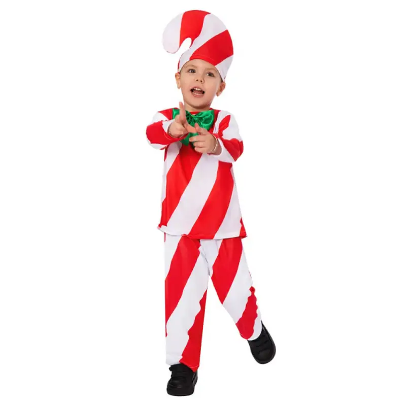 Kids Candy Cane Costume Christmas Cosplay Outfits Hallowcos