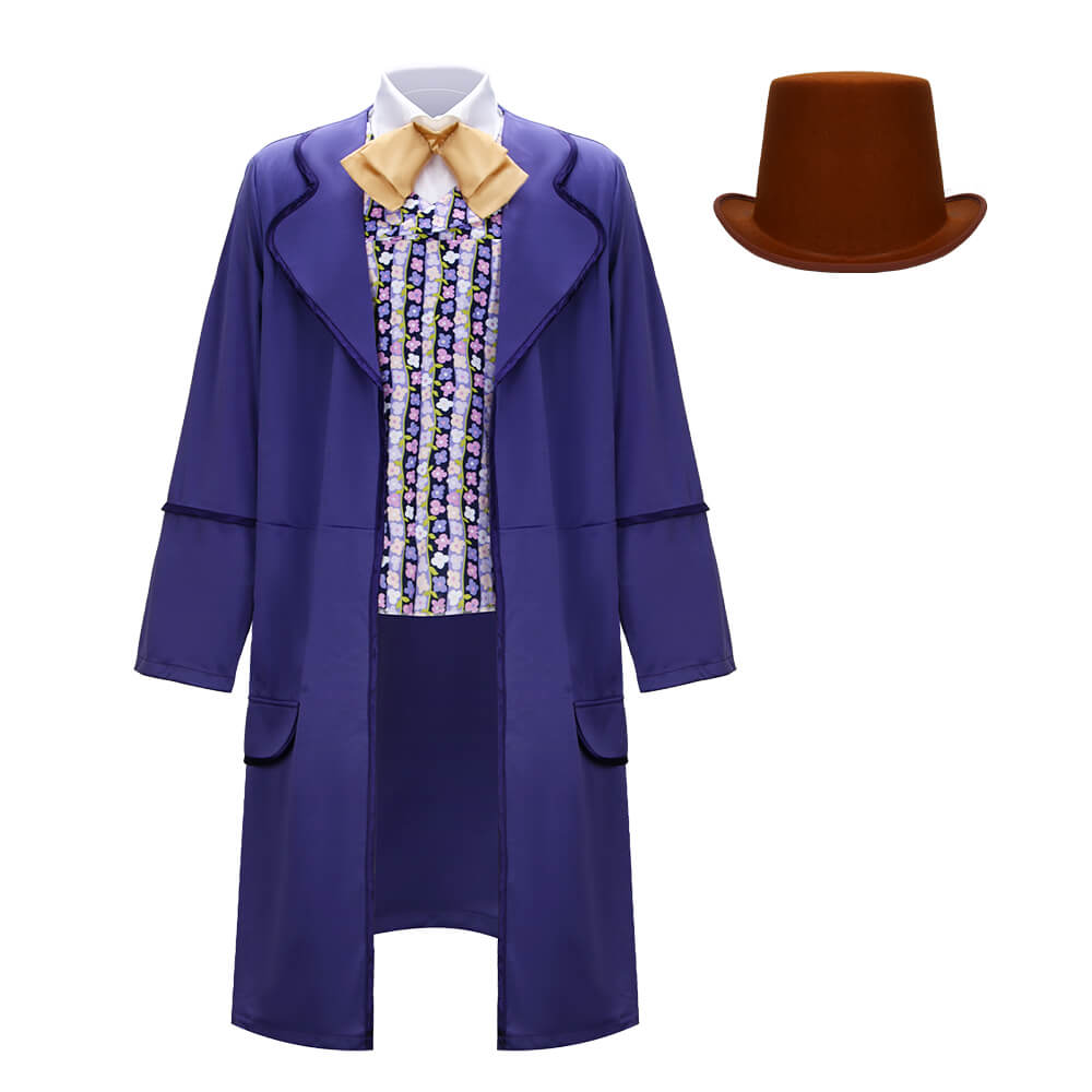 Willy Wonka Cosplay Costume Tops Hat Charlie and the Chocolate Factory ...