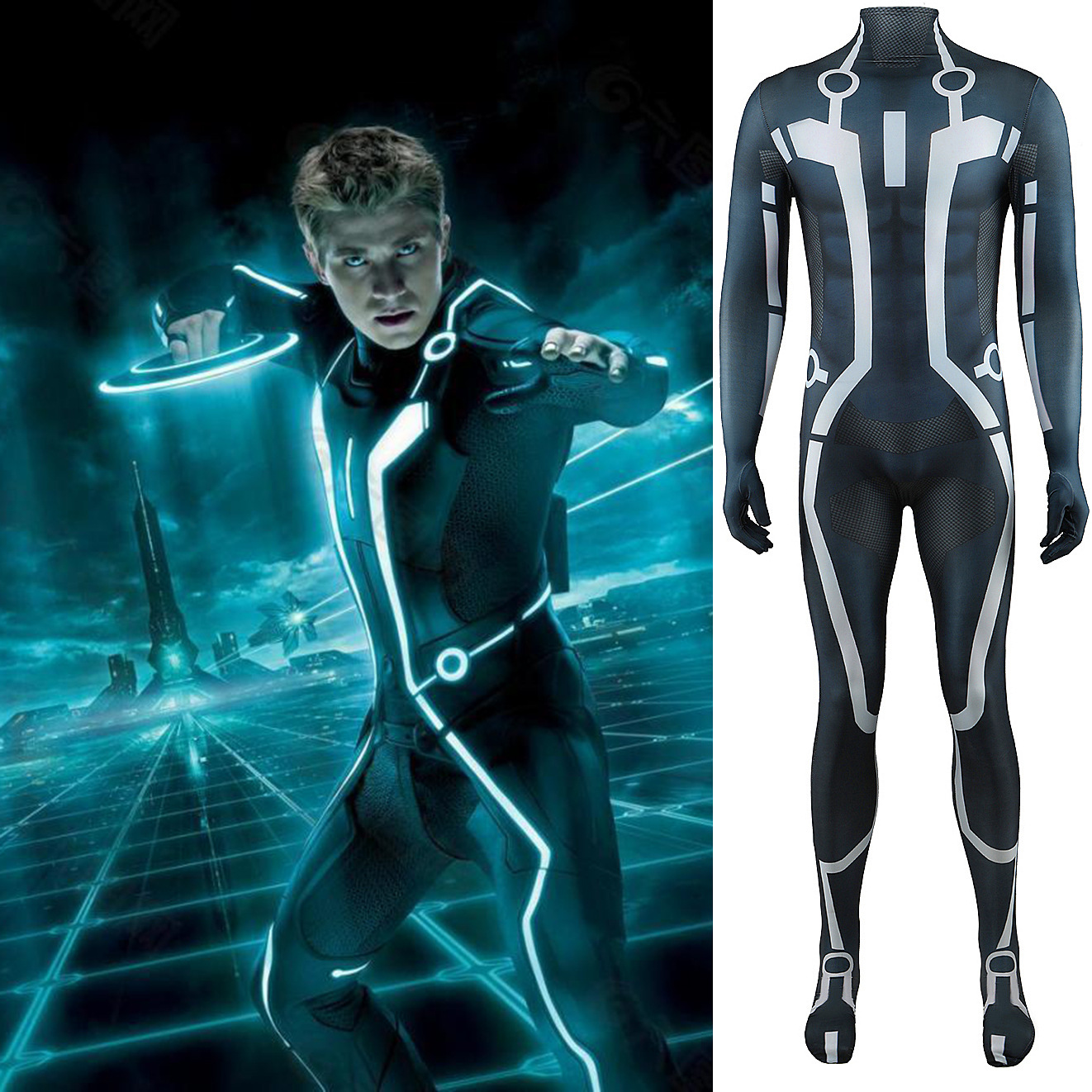 Tron: Legacy Cosplay Costume Sam Flynn Jumpsuit for Adults Kids Hallowcos