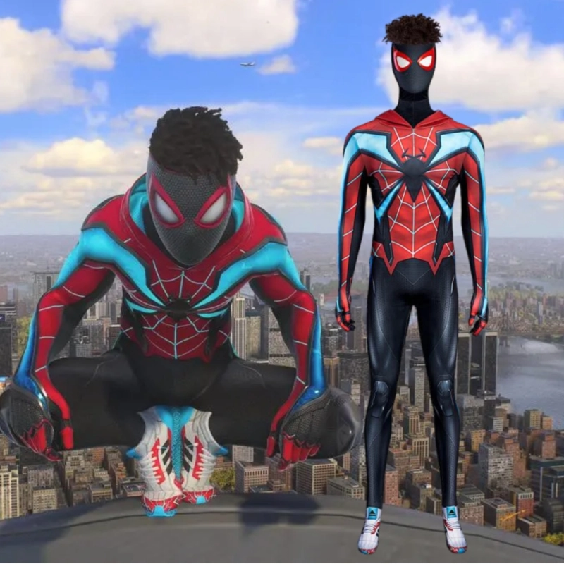 Hallowcos Spider-Man 2 Miles Morales Evolved Suit Cosplay Costume PS5