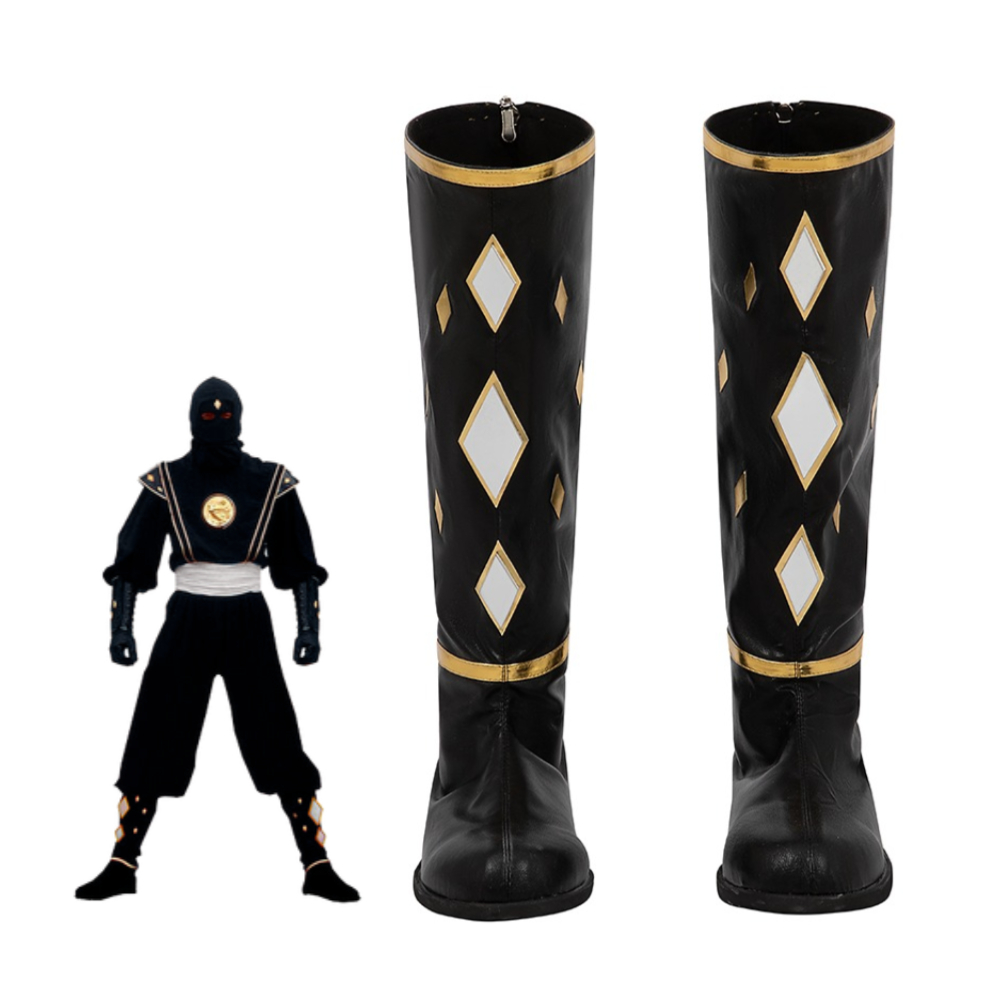 Hallowcos Black Ninja Ranger Cosplay Boots Shoes-Mighty Morphin Power ...