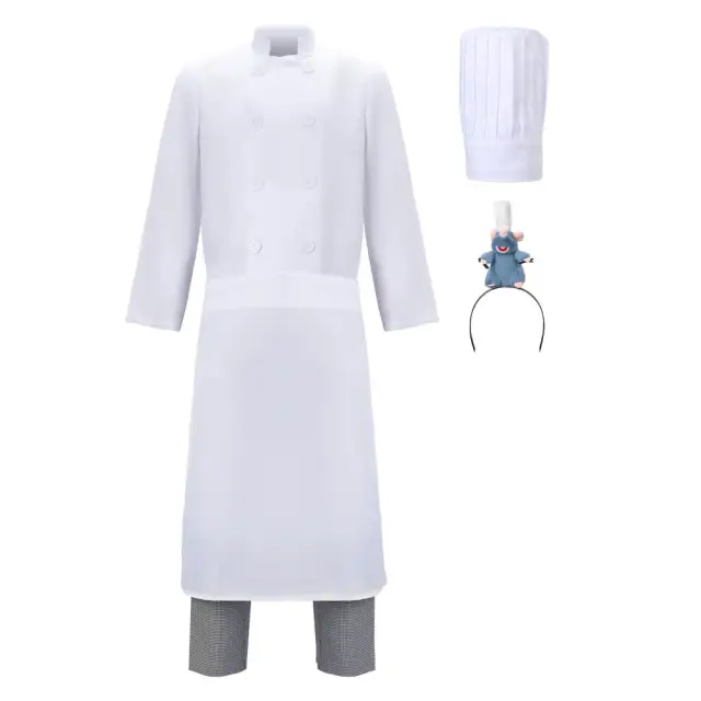 Hallowcos Adults Ratatouille Alfredo Linguini Chef Cosplay Costume