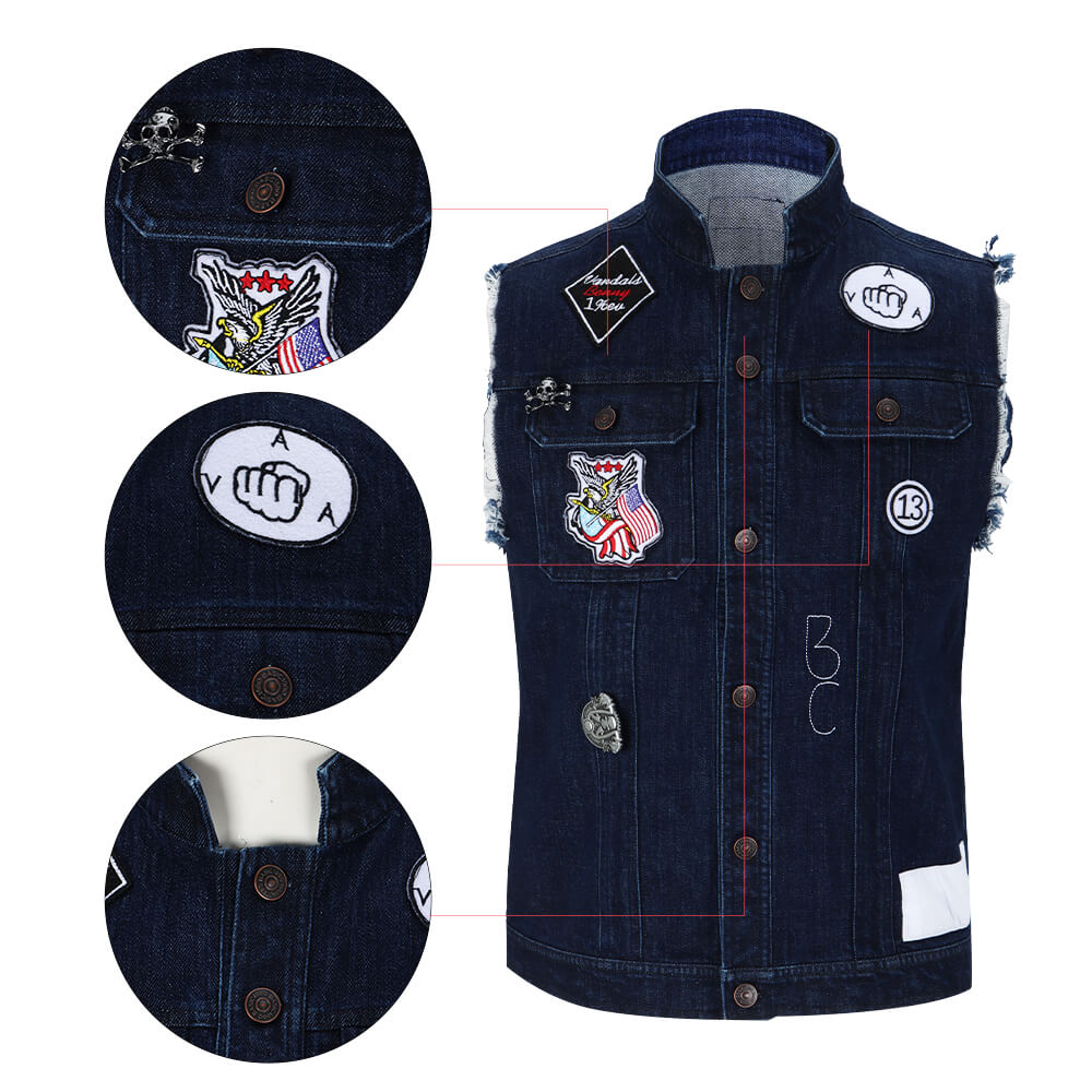 The Bikeriders 2024 Benny Denim Vest Jacket Cosplay Costume Hallowcos