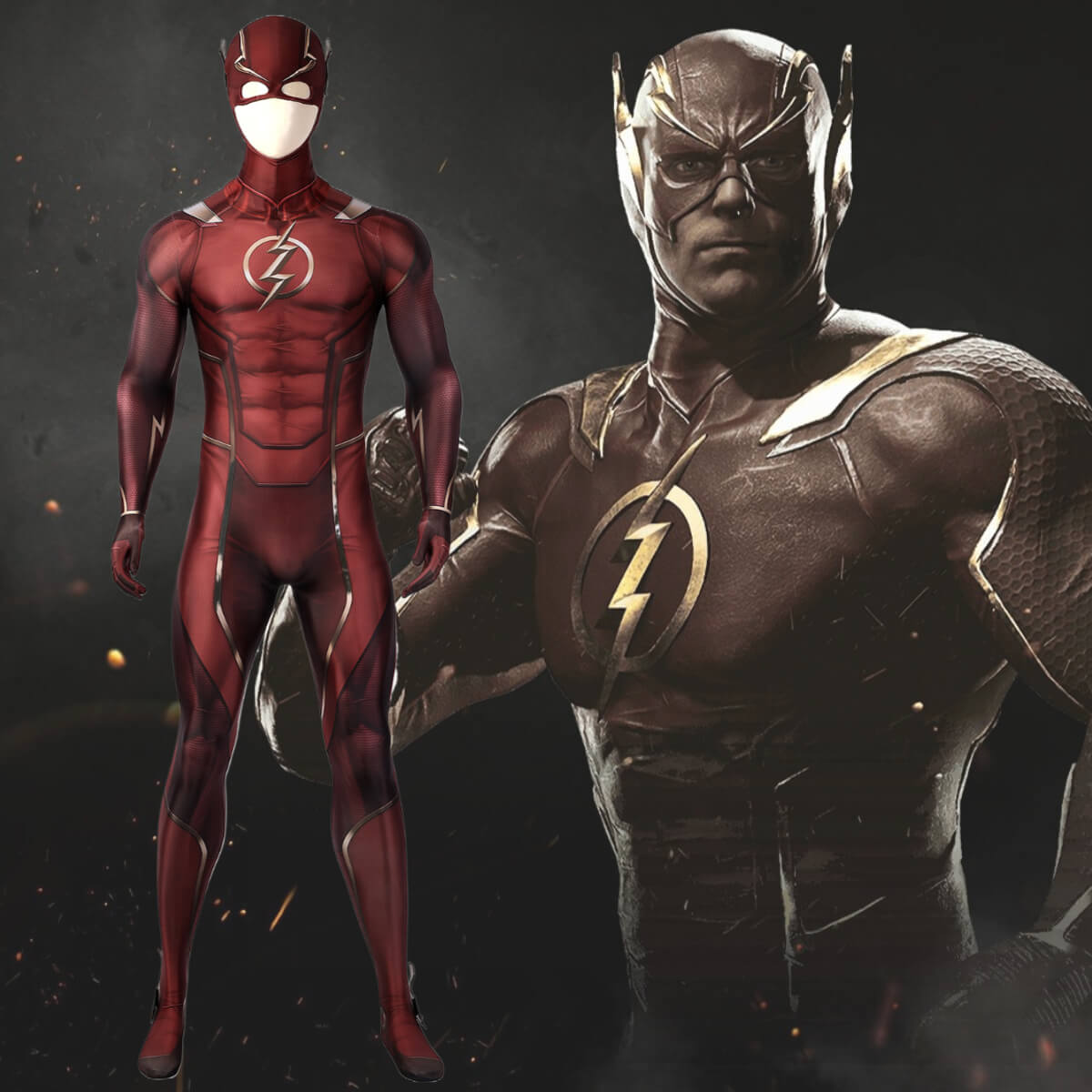 Injustice 2 The Flash Jumpsuit Barry Allen Cosplay Costume Hallowcos