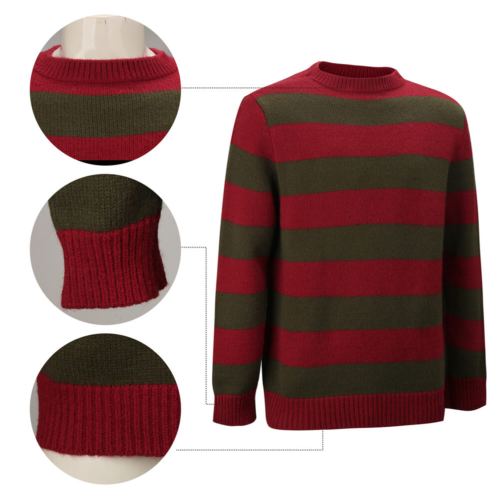 Hallowcos Freddy Krueger Sweater Cosplay Costume A Nightmare on Elm Street