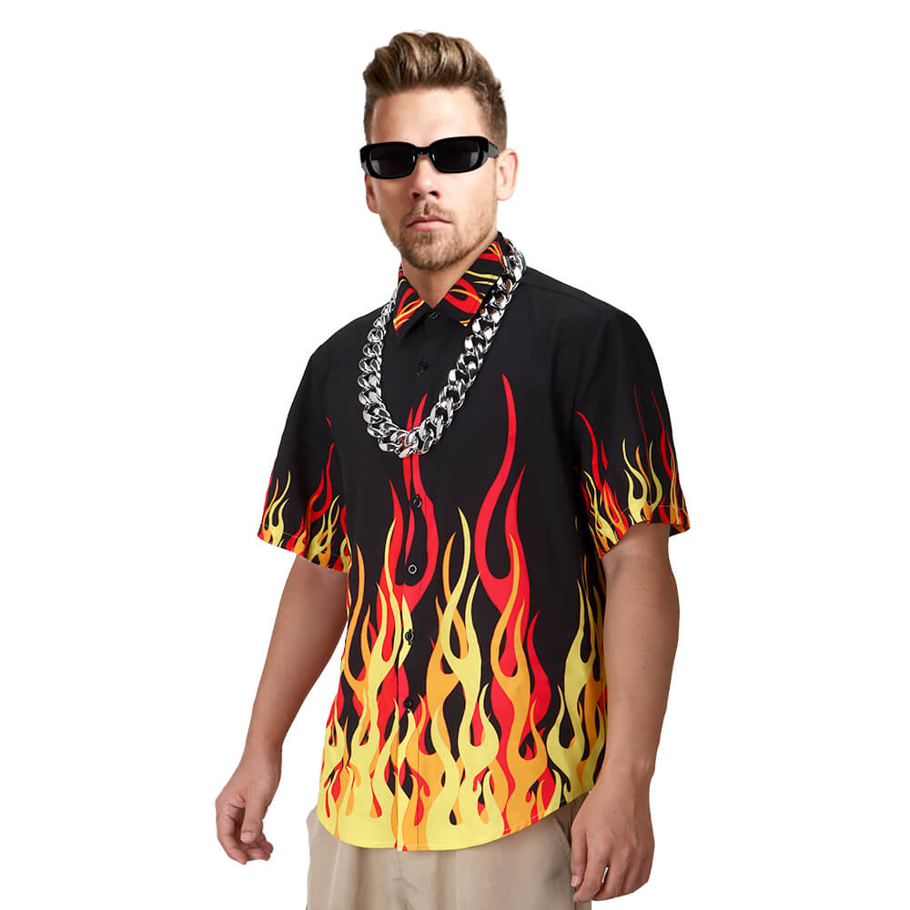 Guy Fieri Flame T-Shirt For Men Cosplay Costume Hallowcos