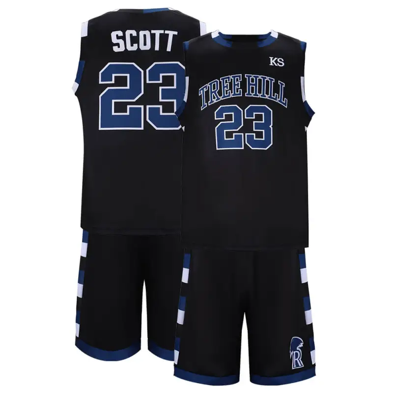 One Tree Hill Ravens Nathan Scott Basketball Jersey Black #23 Hallowcos