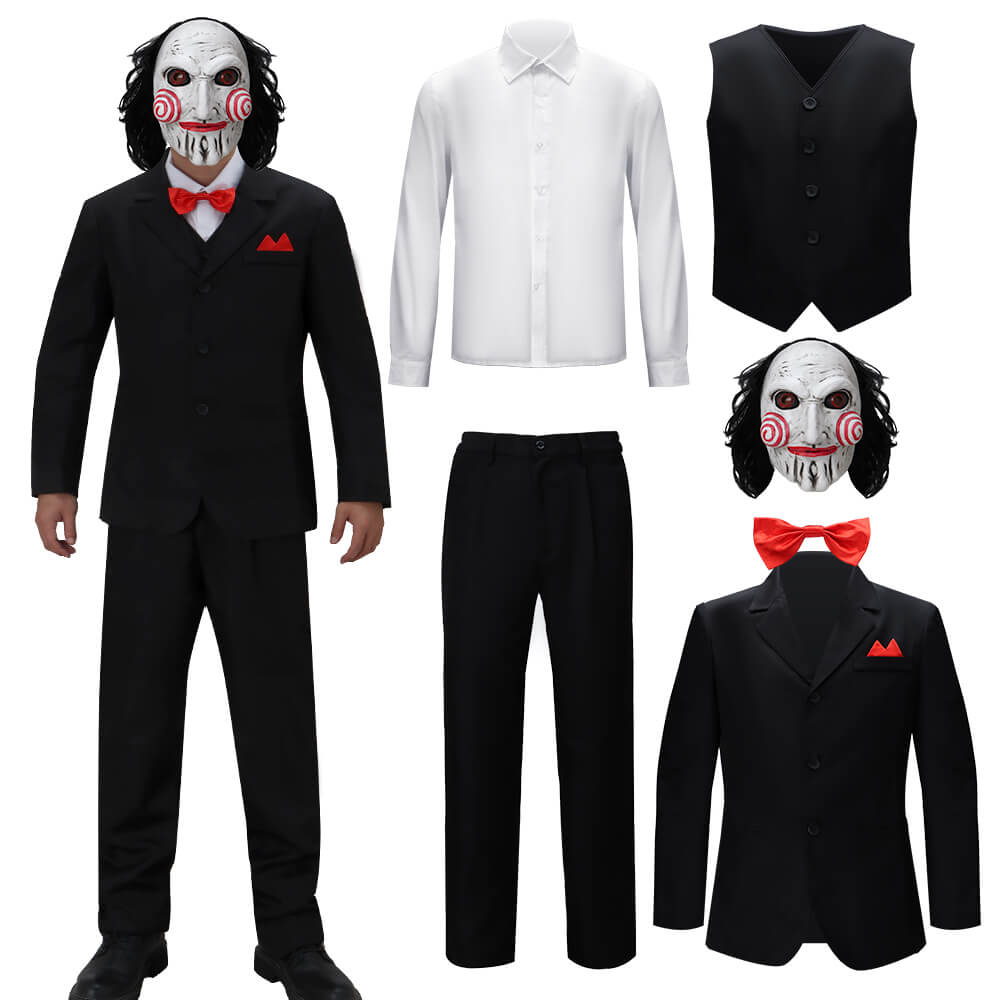 Saw Jigsaw Billy Puppet Cosplay Costume with Mask Hallowcos