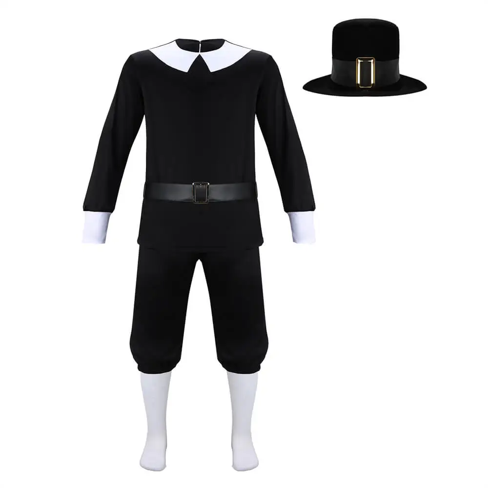 Hallowcos Boys Pilgrim Costume for Thanksgiving Day Halloween Party Cosplay