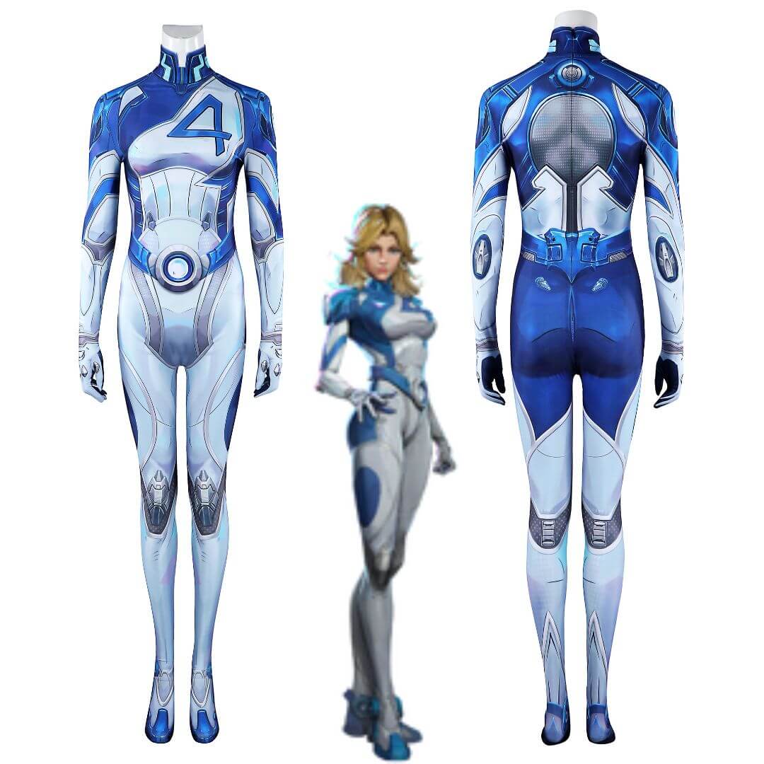 Rivals Invisible Woman Cosplay Costume Printed Style Sue Storm Hallowcos