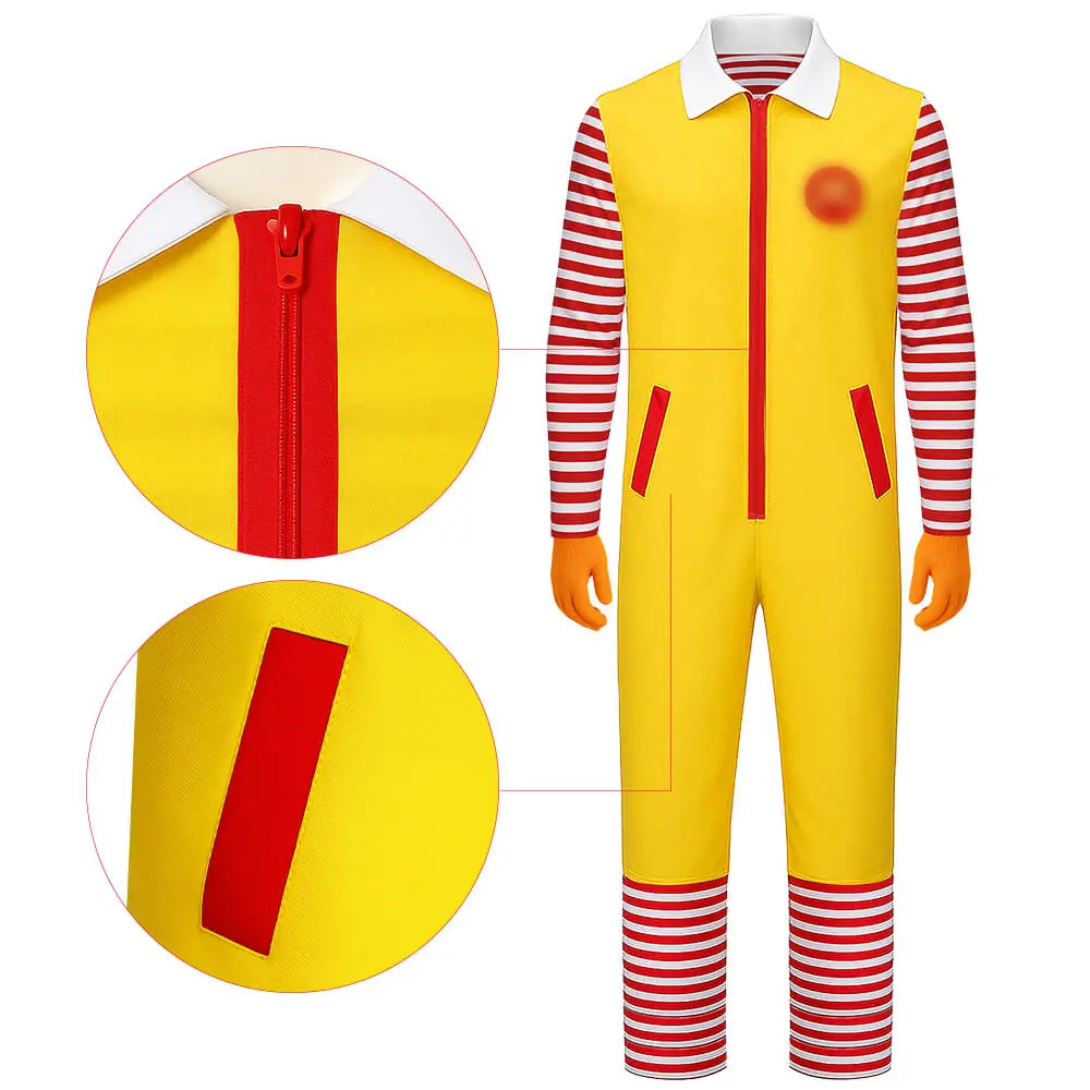 Ronald Clown Cosplay Costume Halloween Outfits M Uncle