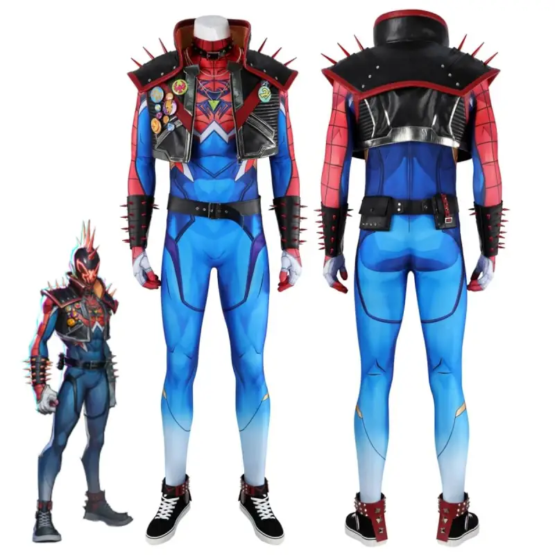 Rivals Spider-Punk 2099 Spiderman Cosplay Costume Upgrade Hallowcos