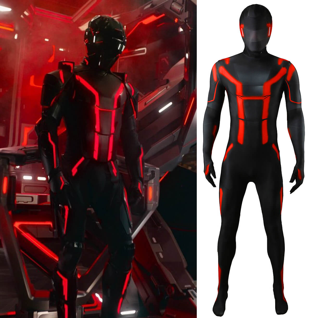 Tron: Ares Cosplay Costume Printed Jumpsuit Mask Hallowcos