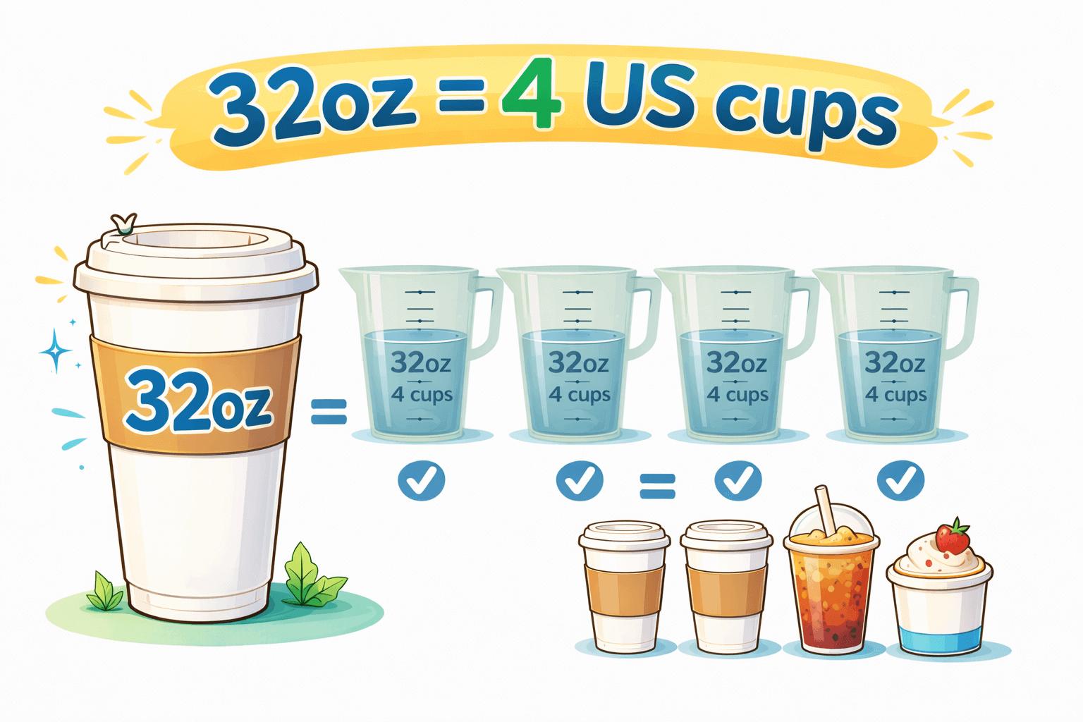 How Many Cups is 32 oz? Oz to Cups Easy Conversion