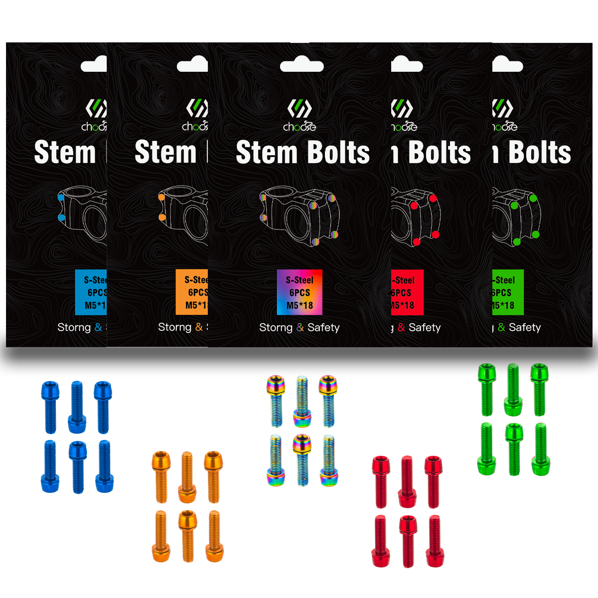 Bike Parts Steel MTB handlebar stem bolts colorful Bike stem riser rainbow bolts for cycling ...