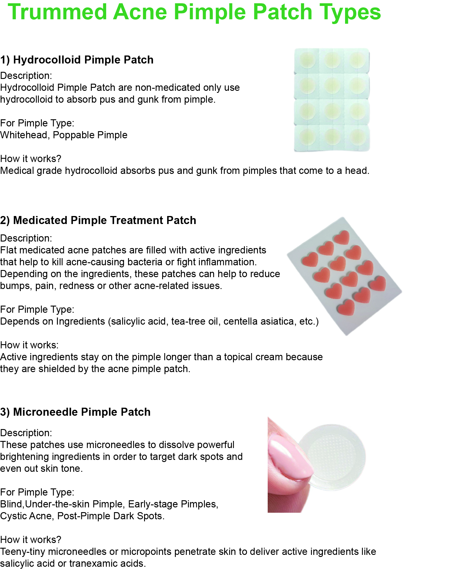 Salicylic Acid Acne Pimple Patches / Microneedle Spot Patch / Trummed ...