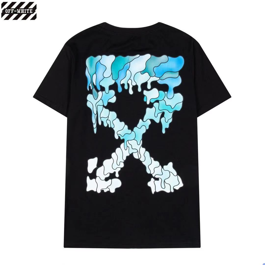 Free Shipping Off White Blue Flow tee 2 colors