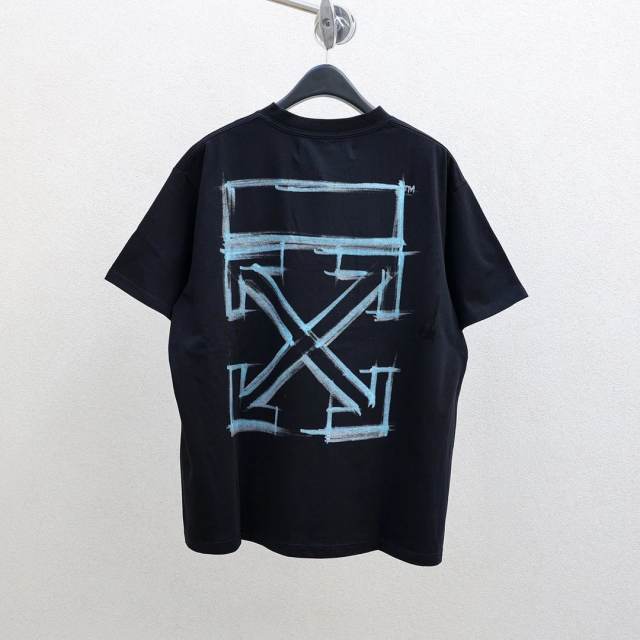 Off white blue marker arrow tee white black