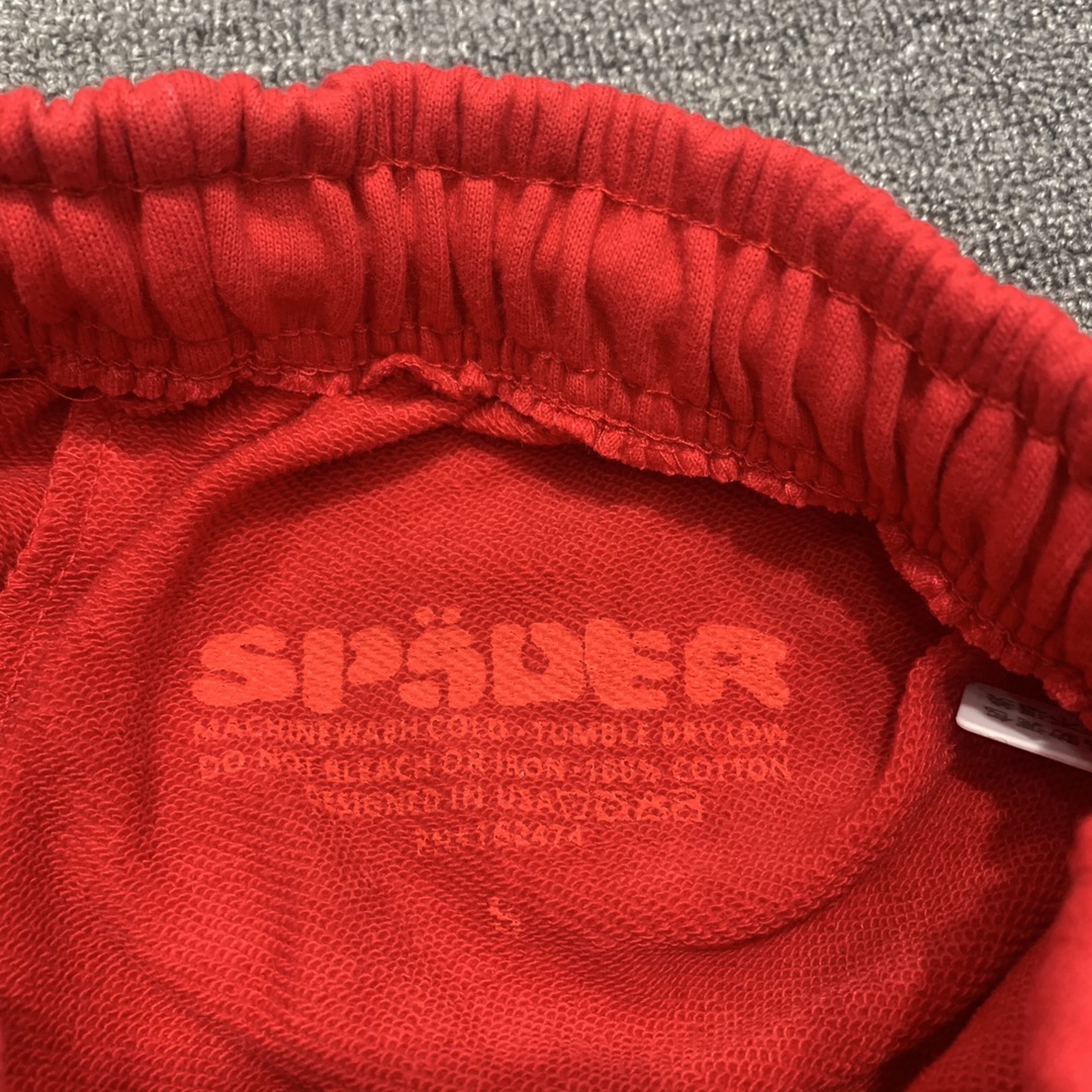 Sp5der 555555 Spider Web 'PINK' Red Hoodie & Pants