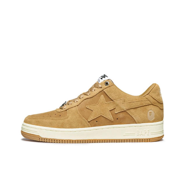 Bape Sta Bapesta Suede Low Shoes Khaki