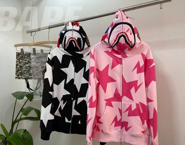 Bape Sta Star Shark Hoodie Pink & Black