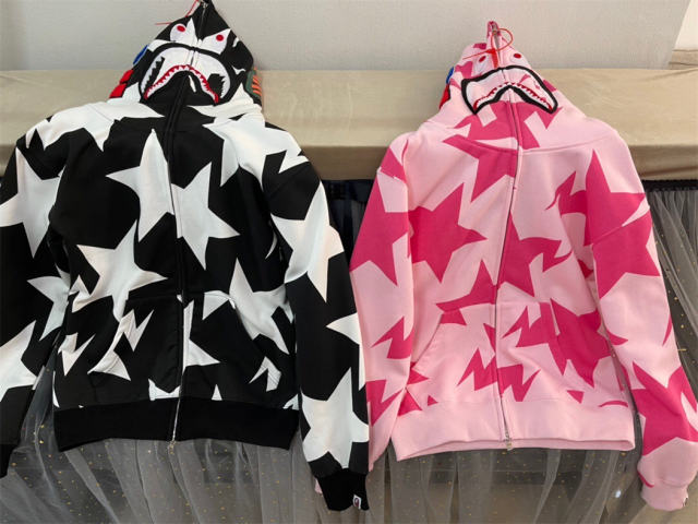 Bape Sta Star Shark Hoodie Pink & Black