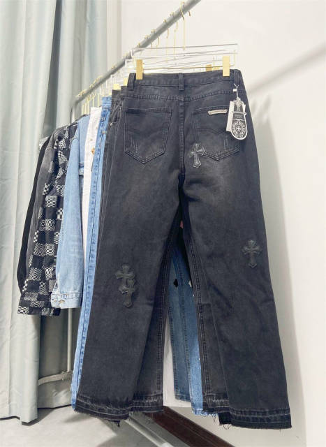 Chrome Heart Black Crosses Denim Jeans