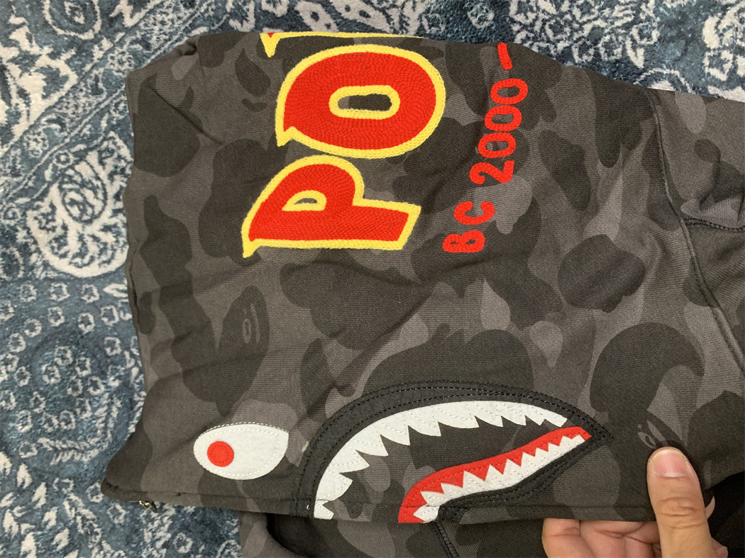 Bape Ponr Shark Hoodie Gray Camo