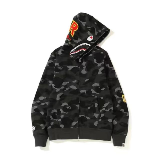Bape Ponr Shark Hoodie Gray Camo
