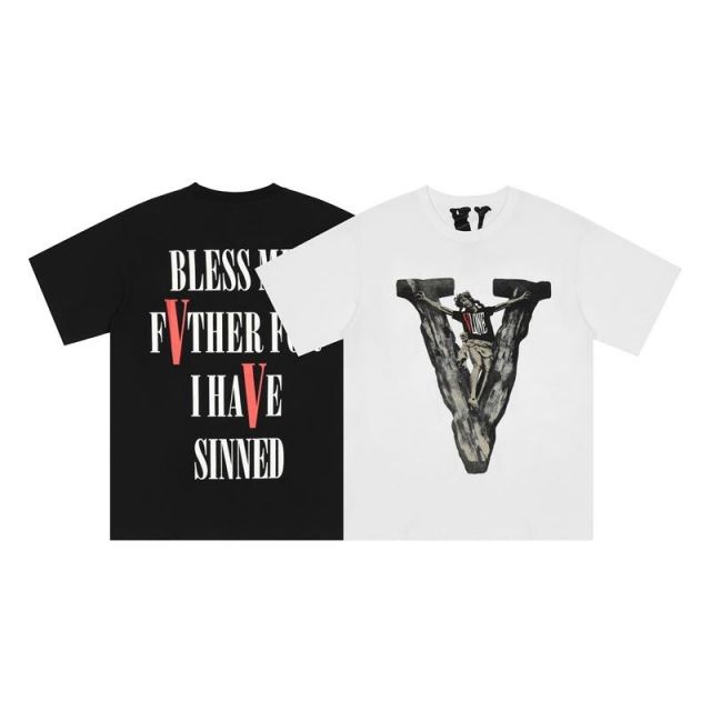 Vlone jesus in purgatory tee black white