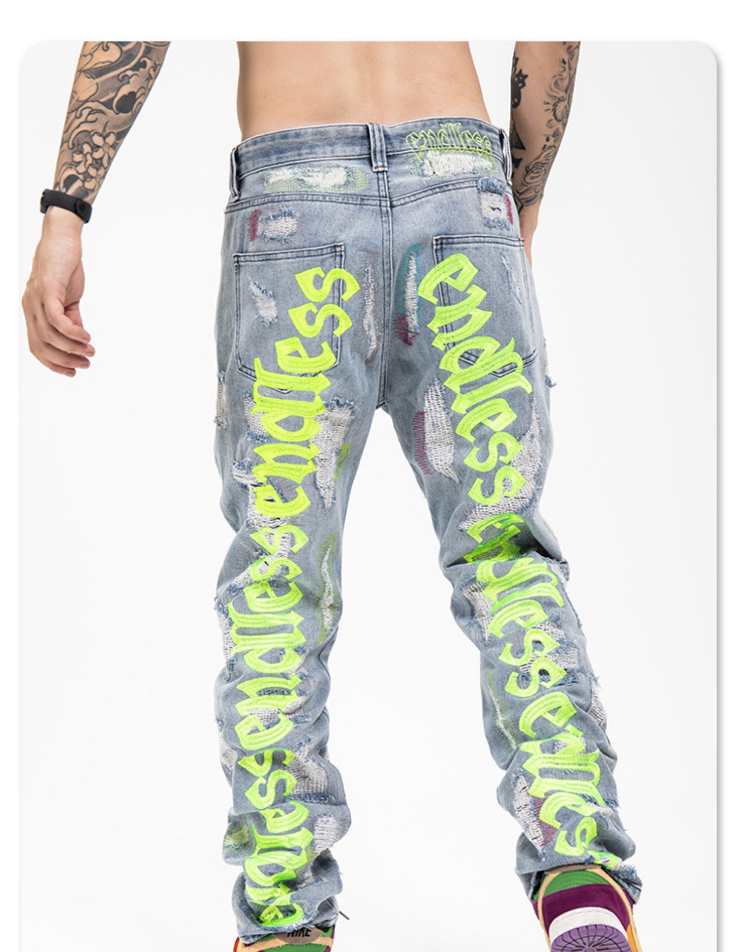 Vlone x Endless Denim Embroidery Jeans