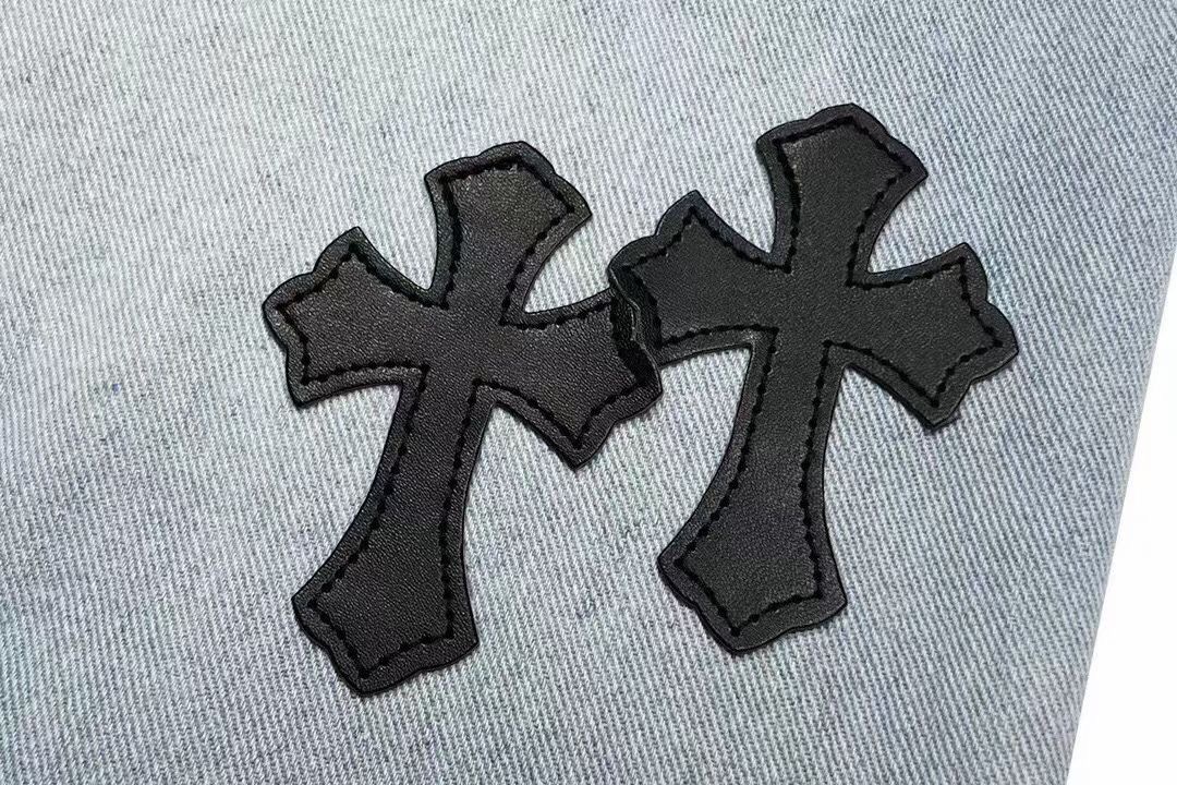 CH Crosses Denim Ripped Shorts