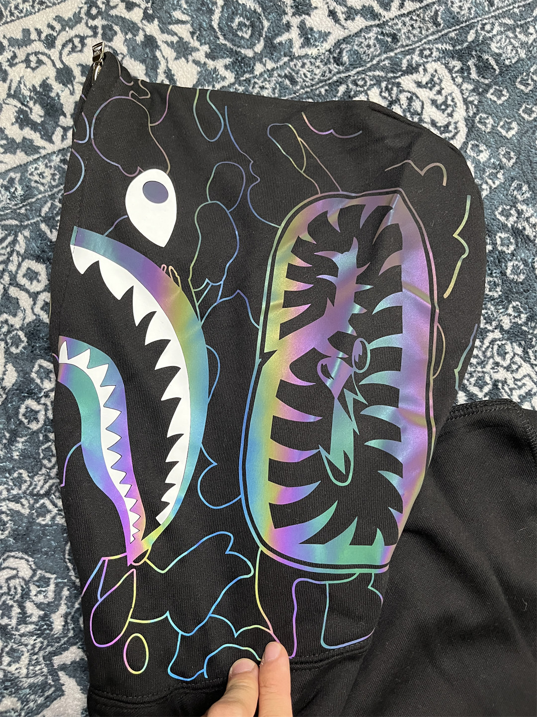 Bape Laser Reflective Logo Hoodie (Black/White)