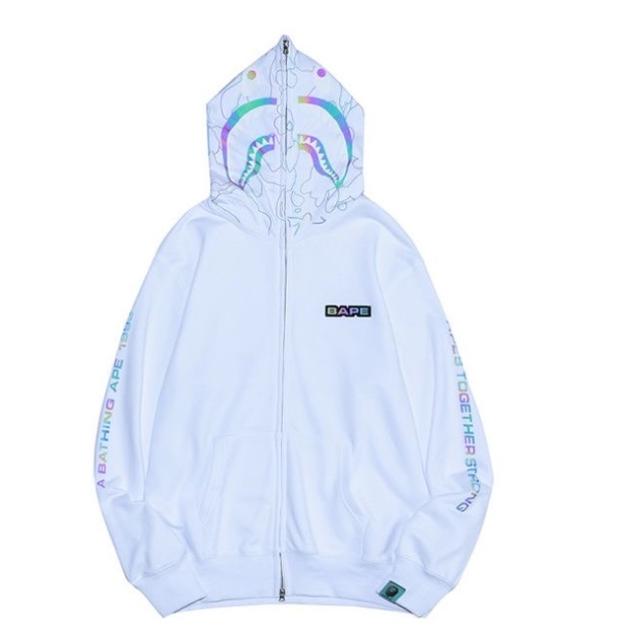 Bape Laser Reflective Logo Hoodie (Black/White)