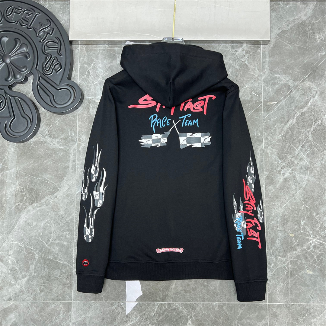 Chrome Heart Stay Fast Hoodie Black White