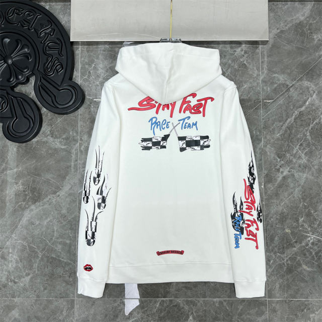 Chrome Heart Stay Fast Hoodie Black White