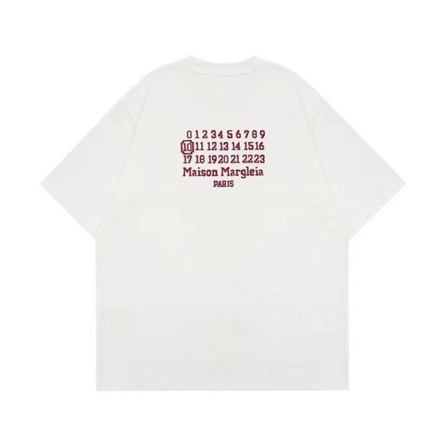 Masion Margiela Embroidered Numbers T-Shirt White Black