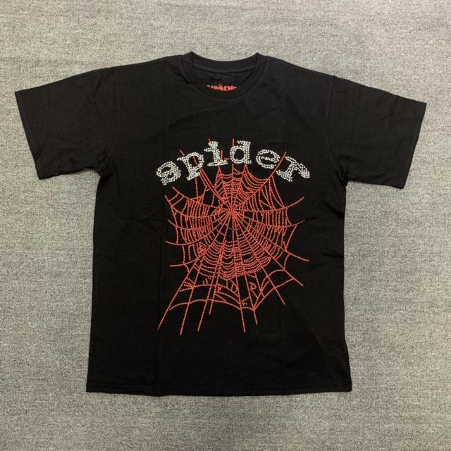 Sp5de Spider Red Web Black T-Shirt