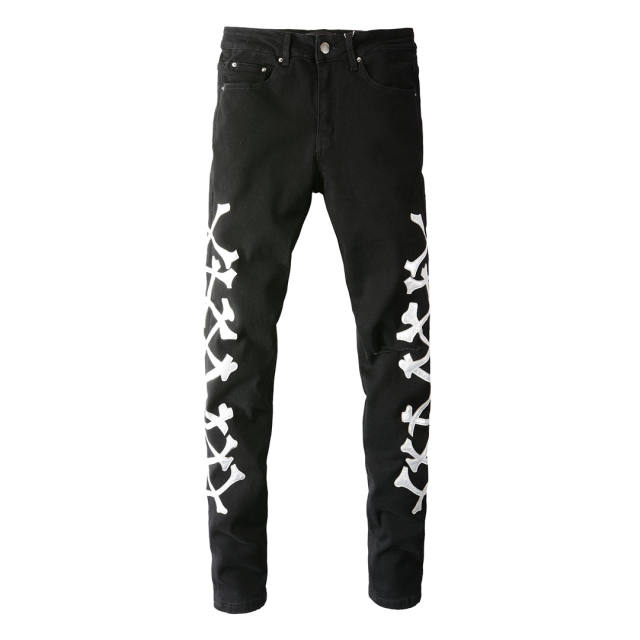 #870 Amiri Bone Skeleton Jeans Pants Black Reps Replica Ninjahype ...