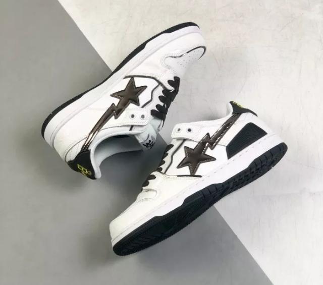 Bape Sta Bapesta SK8 Dunk Silver Logo (White Black)