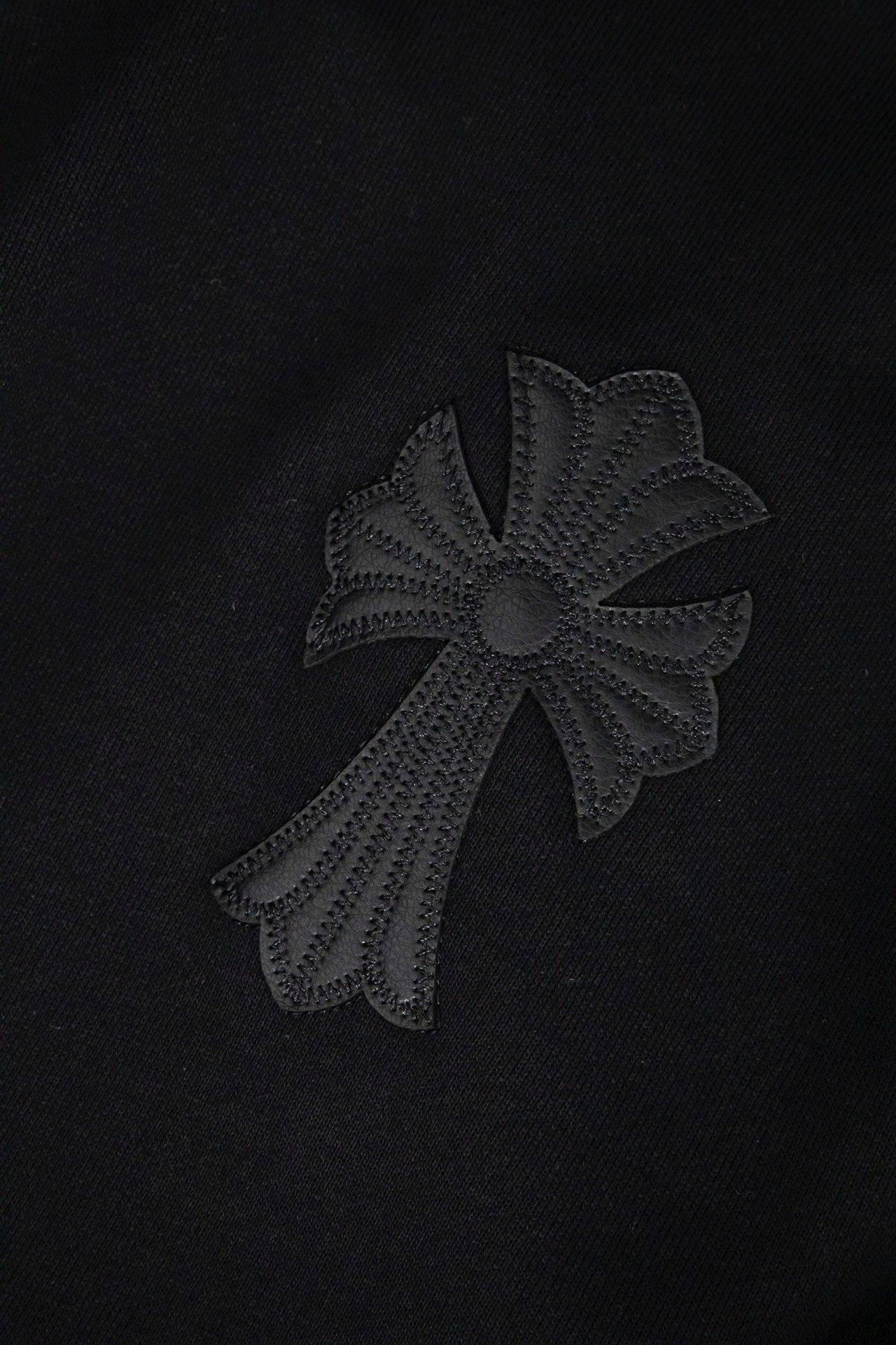 CH Leather Cross Logo Hoodie Black