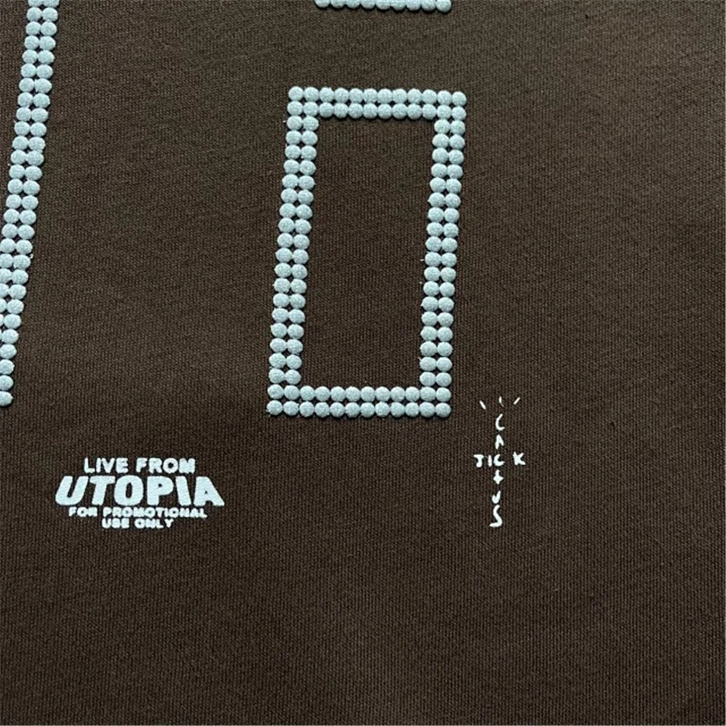 Travis Scott Yup letters hoodie brown